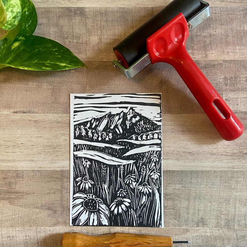 Mountain Linocut - Etsy