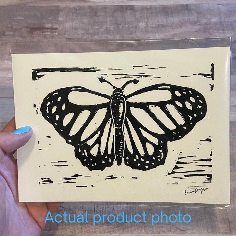 Butterfly Linocut Print - Etsy