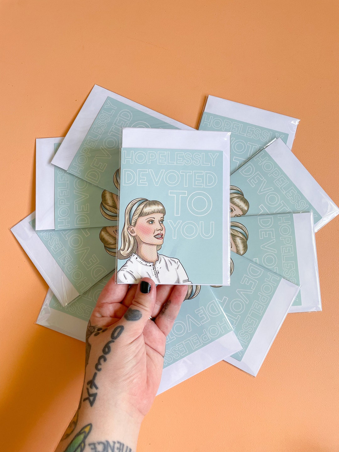Greeting card- Hopelessly devoted to you- Grease- Sandy - Etsy Österreich