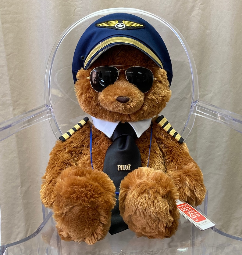 Airline Pilot Bear Captain Ted Downing With Lanyard and Badge - Etsy