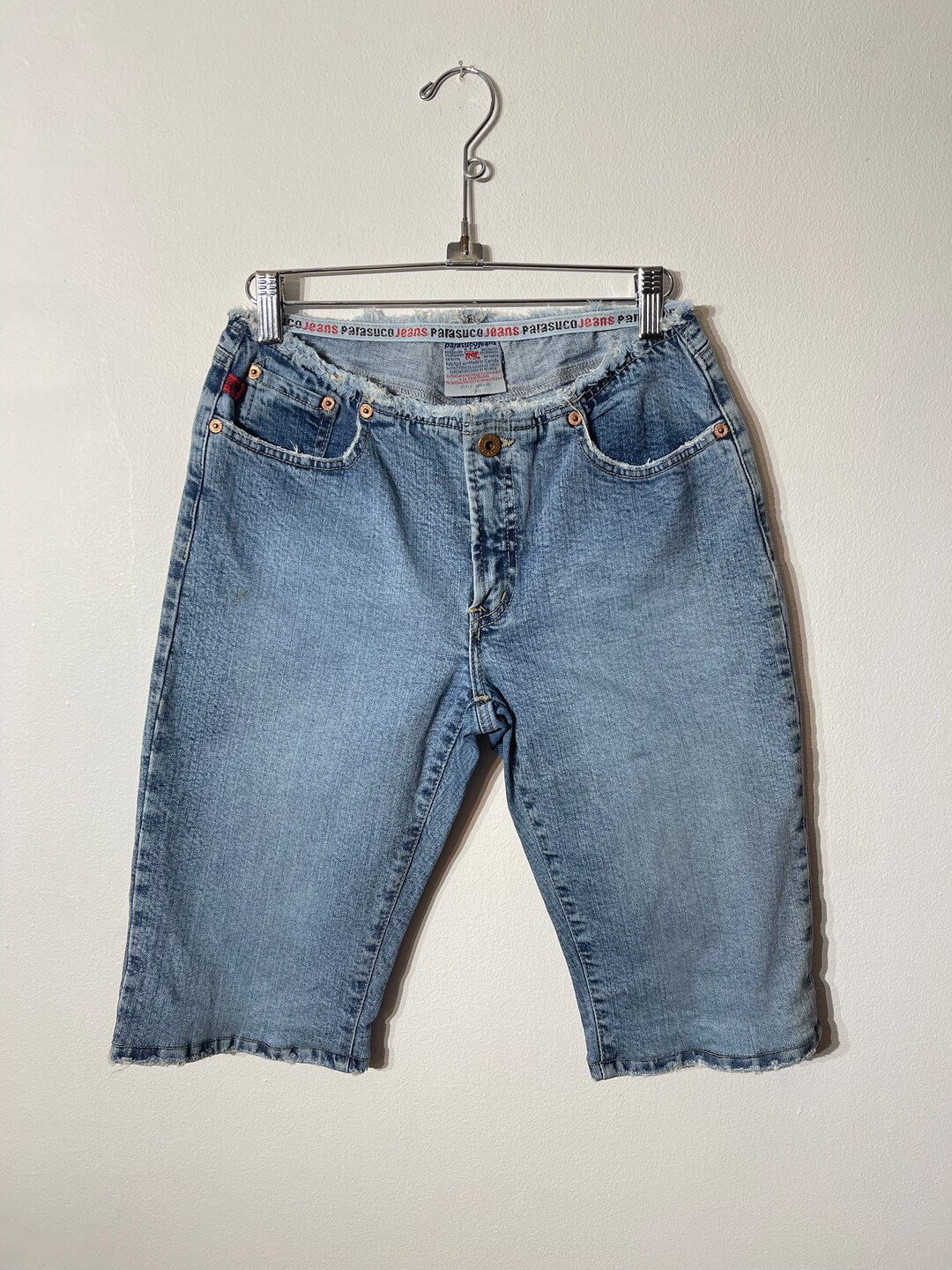 Vtg 00s Parasuco Low Rise Cut off Waist Band Light Denim Capris Size 29 ...