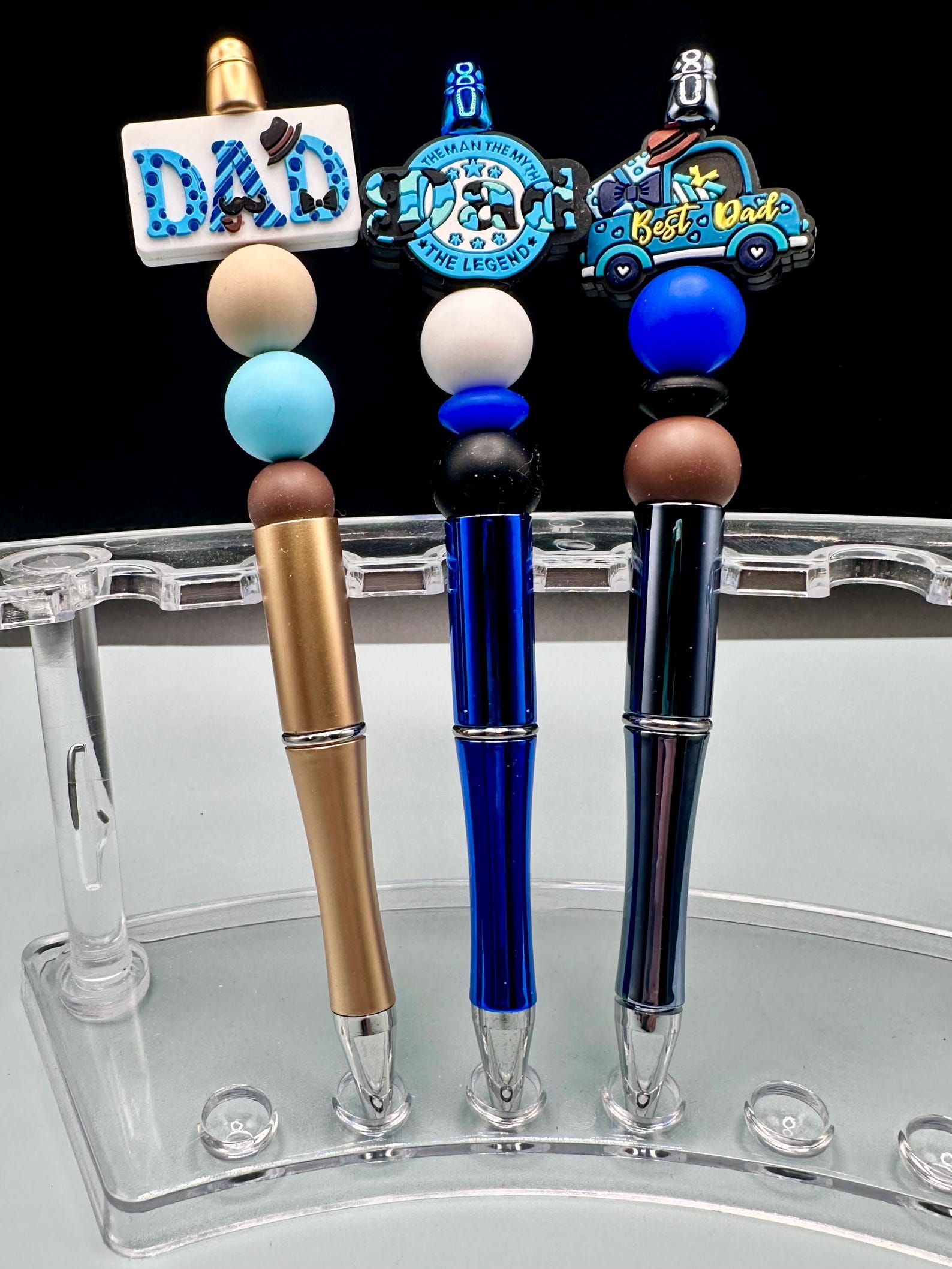 Beaded Pens - Father’s Day - Silicone Beads - Blue - Etsy