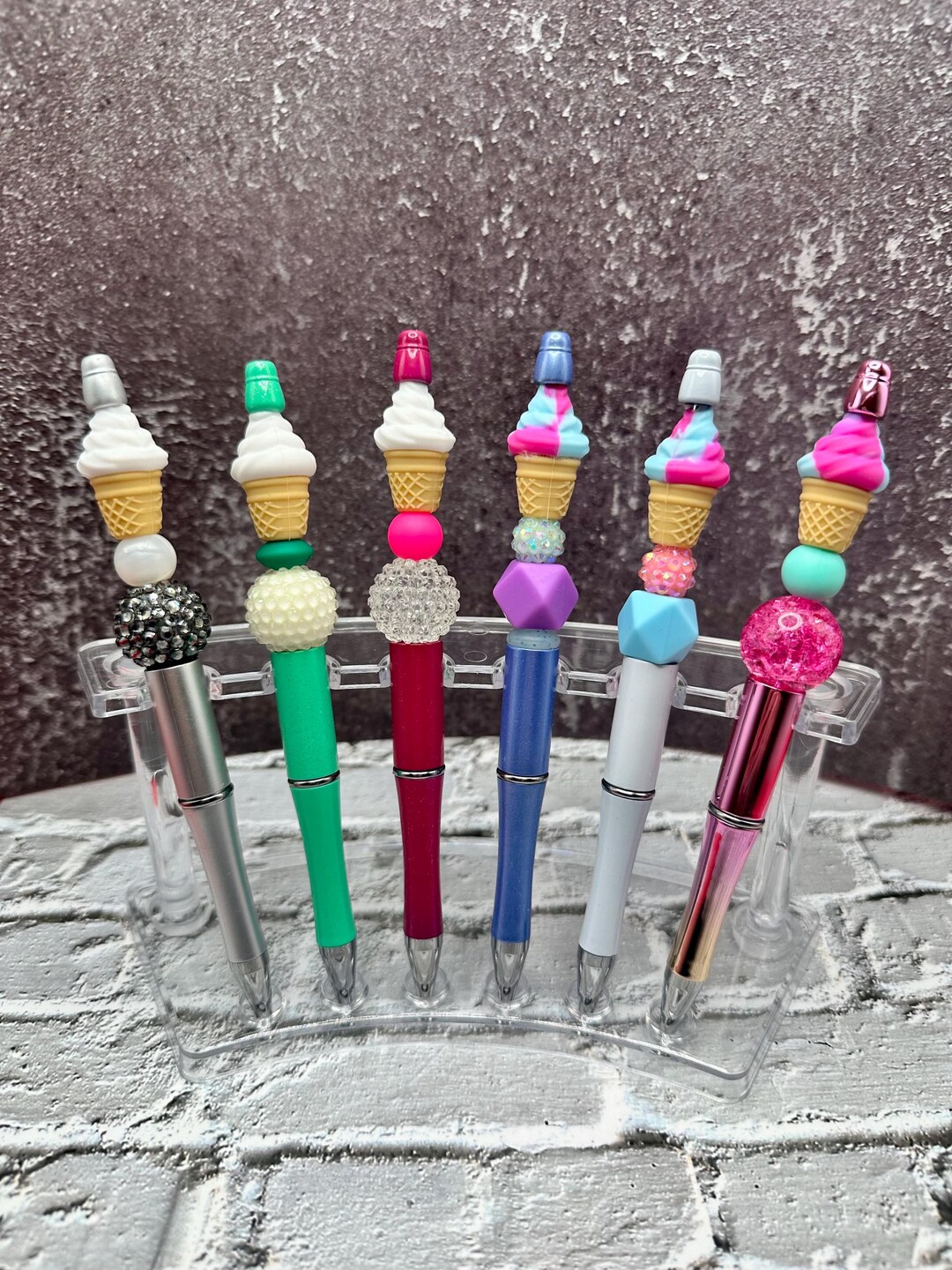 Beaded Pens - Ice Cream Cone - Summer - Silicone Beads - Acrylic Beads ...