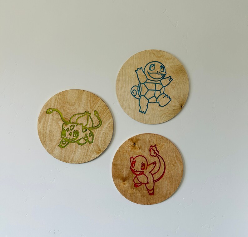 Wood Pokemon Signs | 9" Round Birch Wood Sign | Customizable Pokemon ...