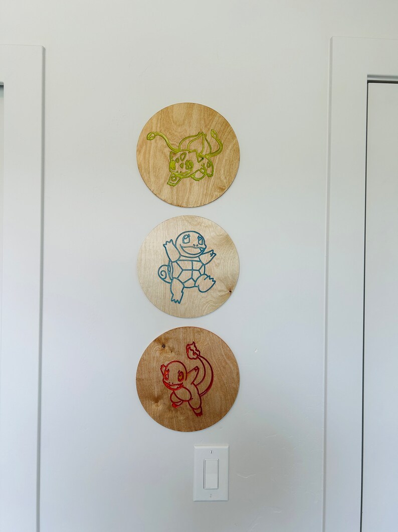 Wood Pokemon Signs | 9" Round Birch Wood Sign | Customizable Pokemon ...
