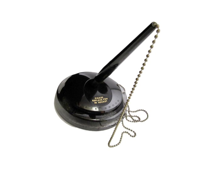 1940's Esterbrook Desk Pen Set #444, Dip-less, Hockey Puck Glass Base ...