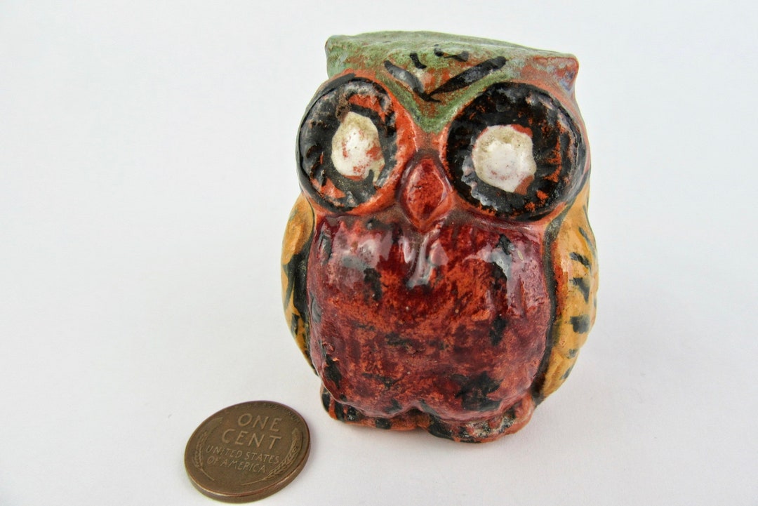 PAMUNKEY Pottery Polychrome Owl Figurine Early to Mid-20th Century - Etsy