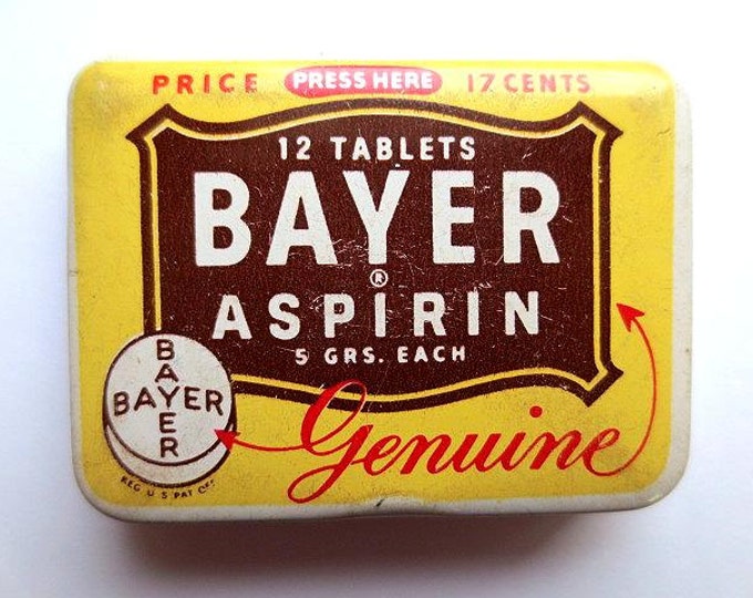 50's BAYER Aspirin Tin Box - Etsy