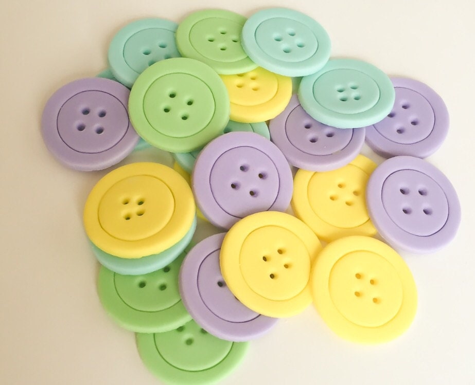 Fondant Buttons Edible Buttons Large Cute as a Button 40 Count Cupcake ...