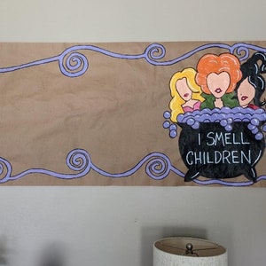 Halloween Witches Banner, Party Banner, Hand Painted, Kraft Paper ...