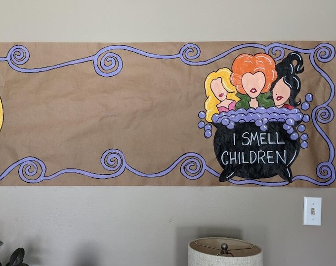 Halloween Witches Banner, Party Banner, Hand Painted, Kraft Paper ...