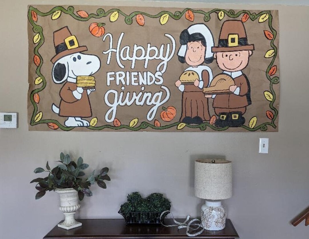 Thanksgiving/friendsgiving Charlie and Lucy and Snoopy Banner, Party ...
