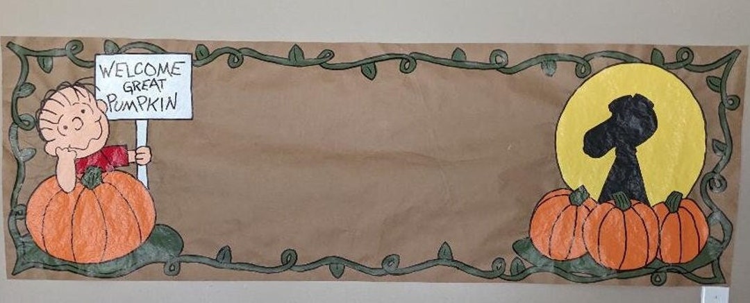 Halloween Linus and Snoopy Banner, Party Banner, Hand Painted, Kraft ...