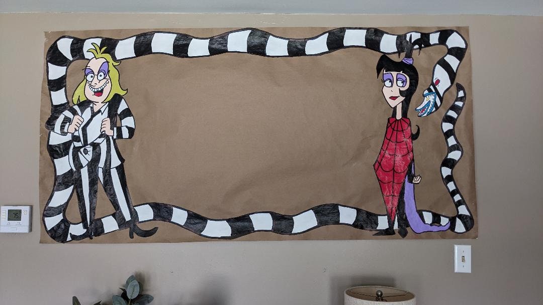 Halloween Beetlejuice Banner, Party Banner, Hand Painted, Kraft Paper ...