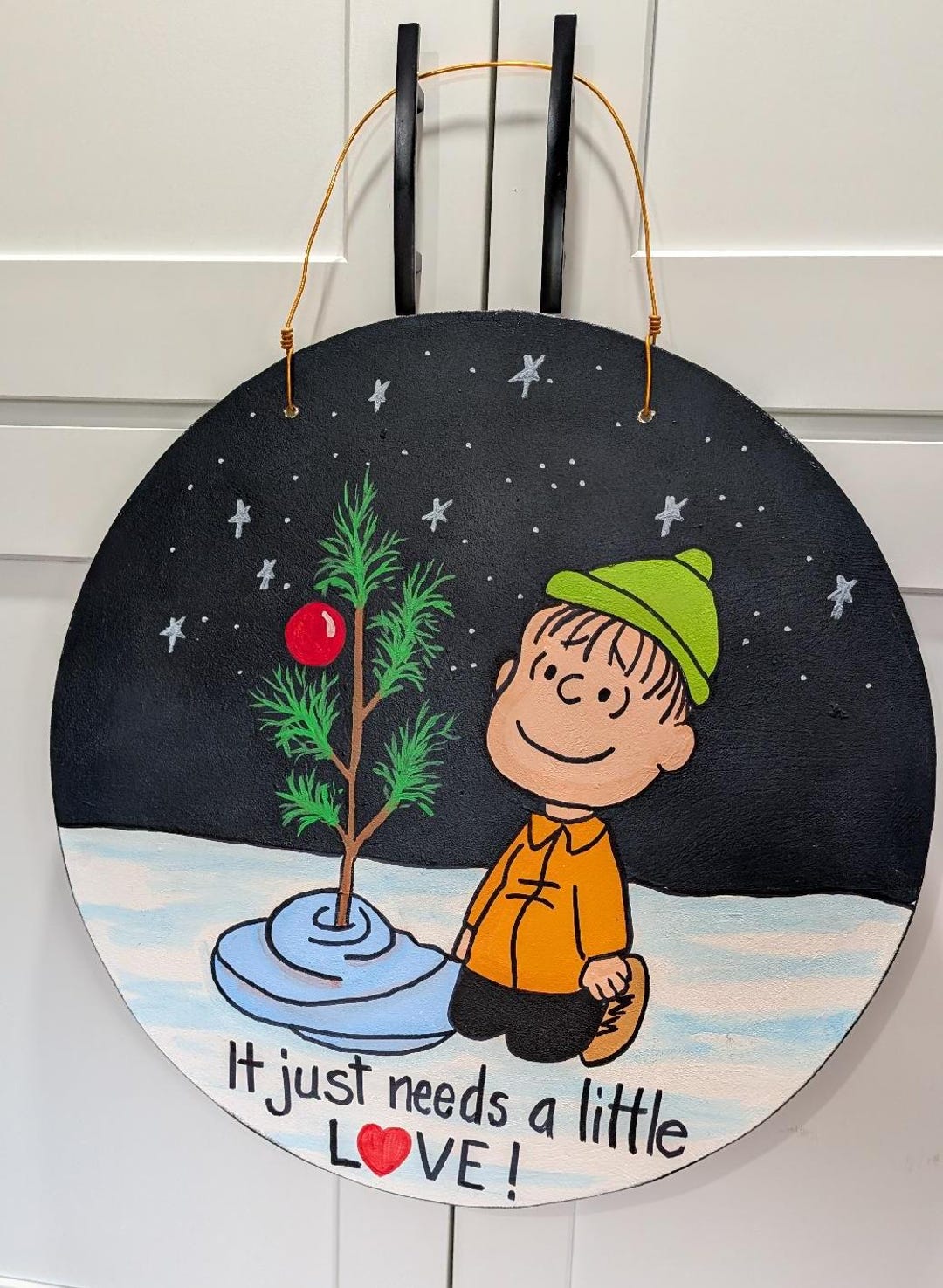 Hand Painted - Peanuts - Linus and Tree - Christmas - Door Hanger - Etsy