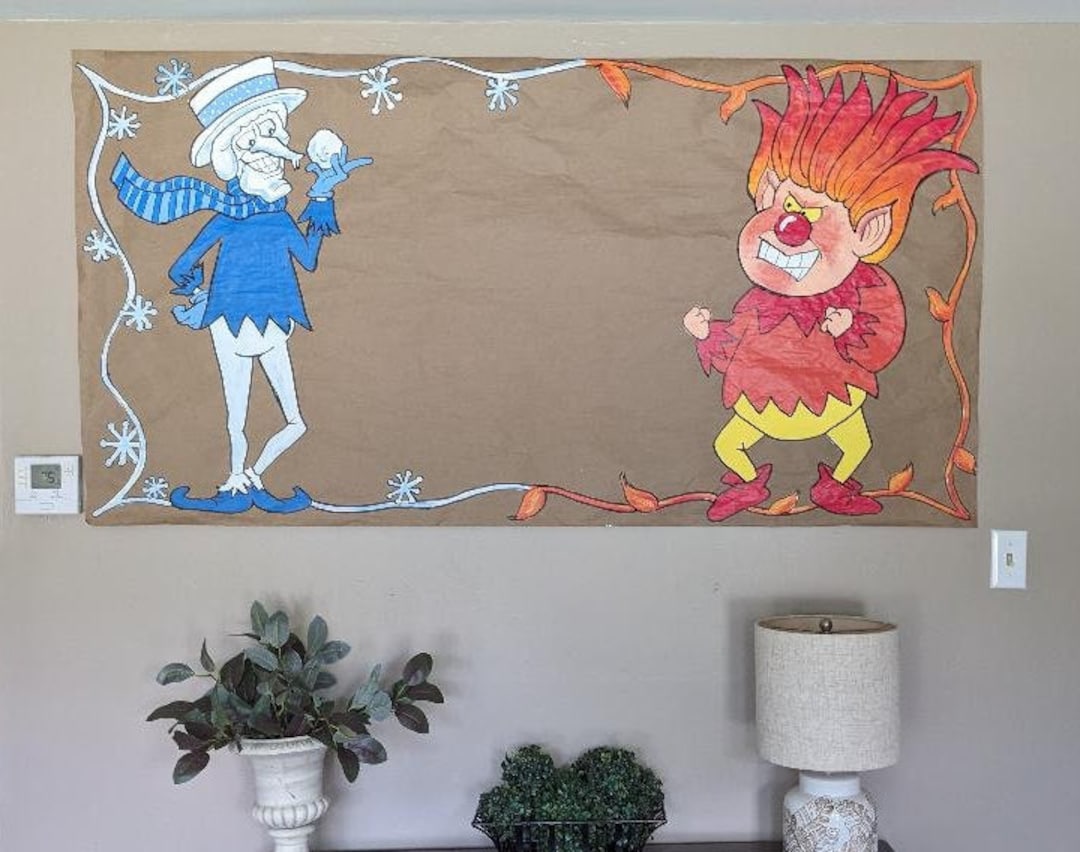 Christmas Heat Miser and Snow Miser Banner, Party Banner, Hand Painted ...