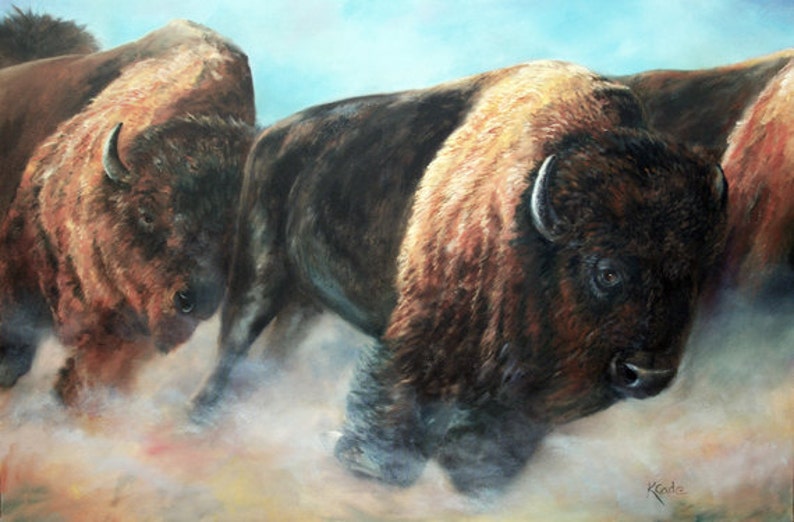 Giclee Print of Buffalo Running or Stampeding - Etsy