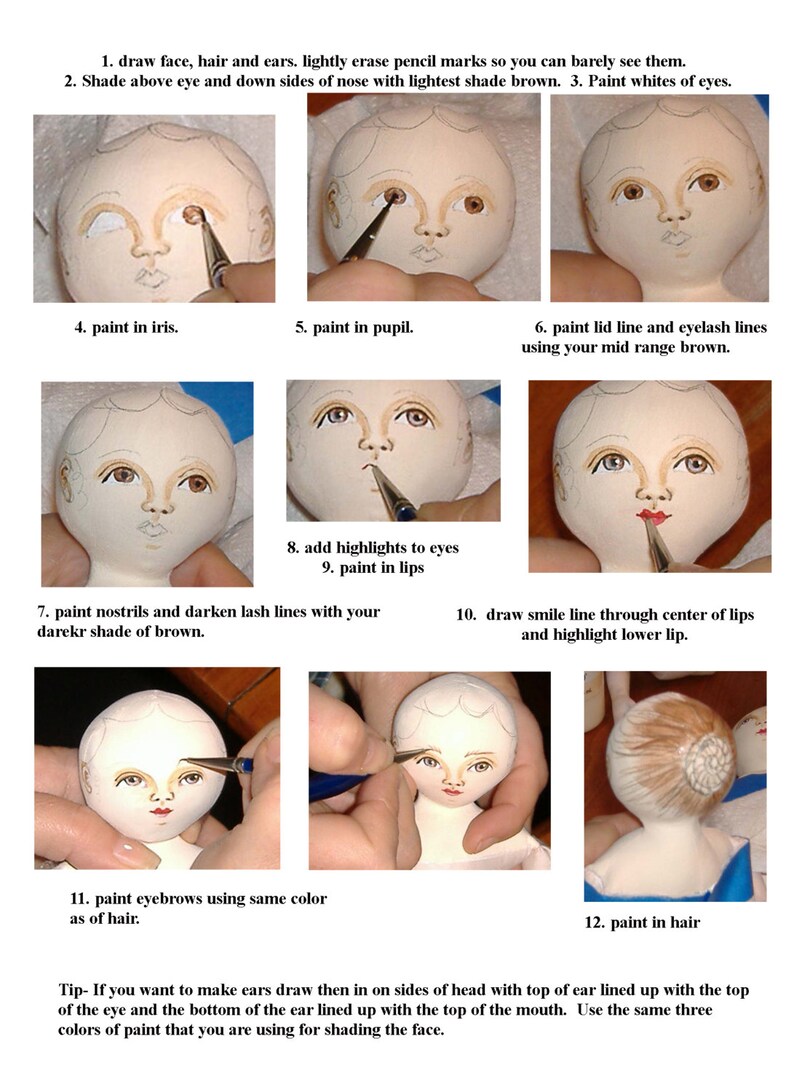 Antique, Vintage Style 12 Cloth Doll Pattern... as Digital Download - Etsy