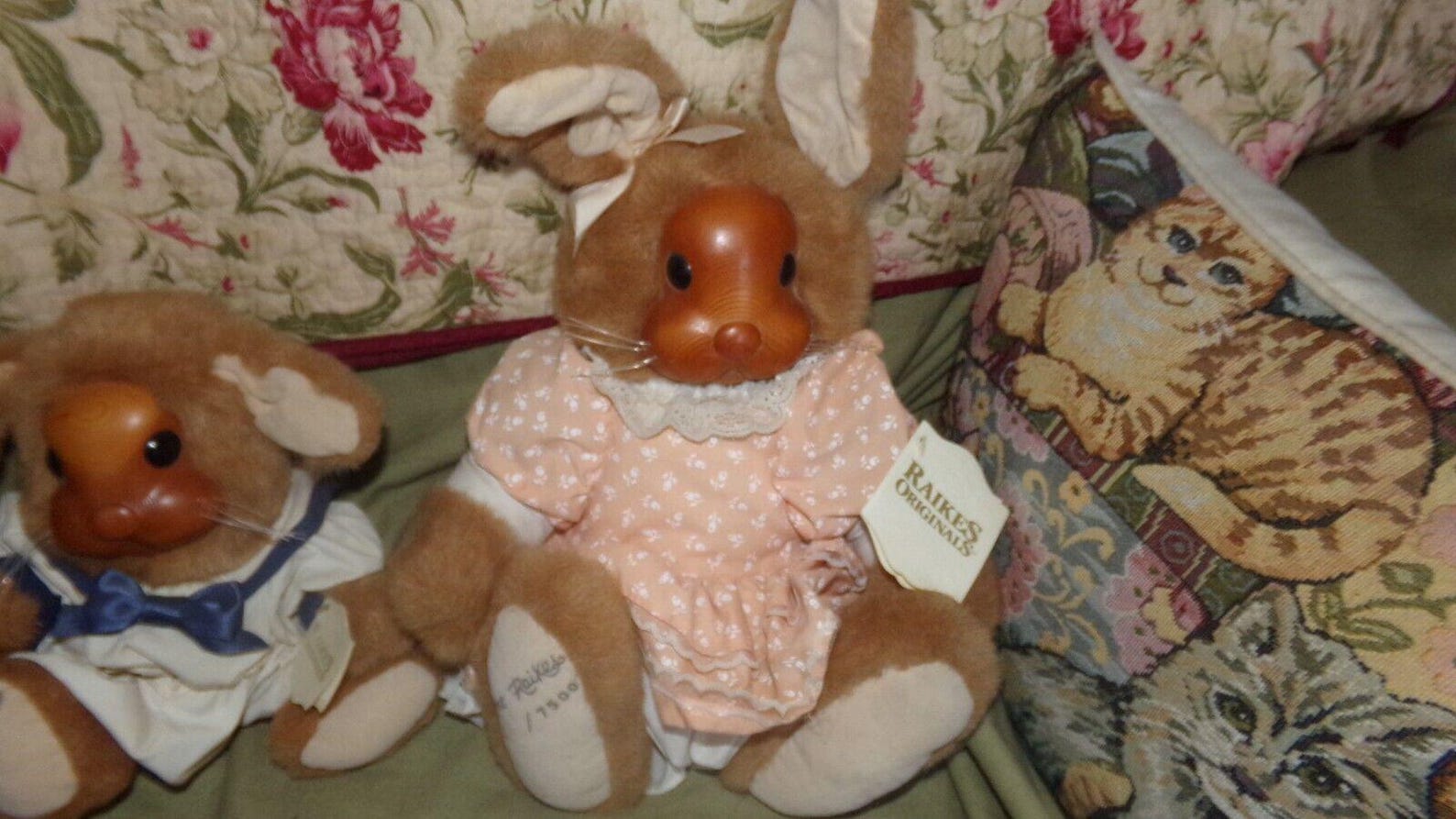Vintage Robert RAIKES ORIGINAL Rabbits Pluash Woodfqce Jointed Applause ...