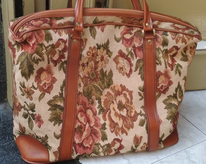 Tote Tapestry Fabric Bag Vintage/ WEEKENDER Overnight Carry on / Bag ...