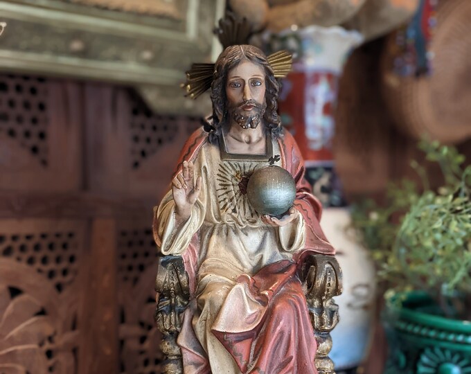 Ancient Jesus on Throne, Jesus Christ Sculpture, Religious Figure ...