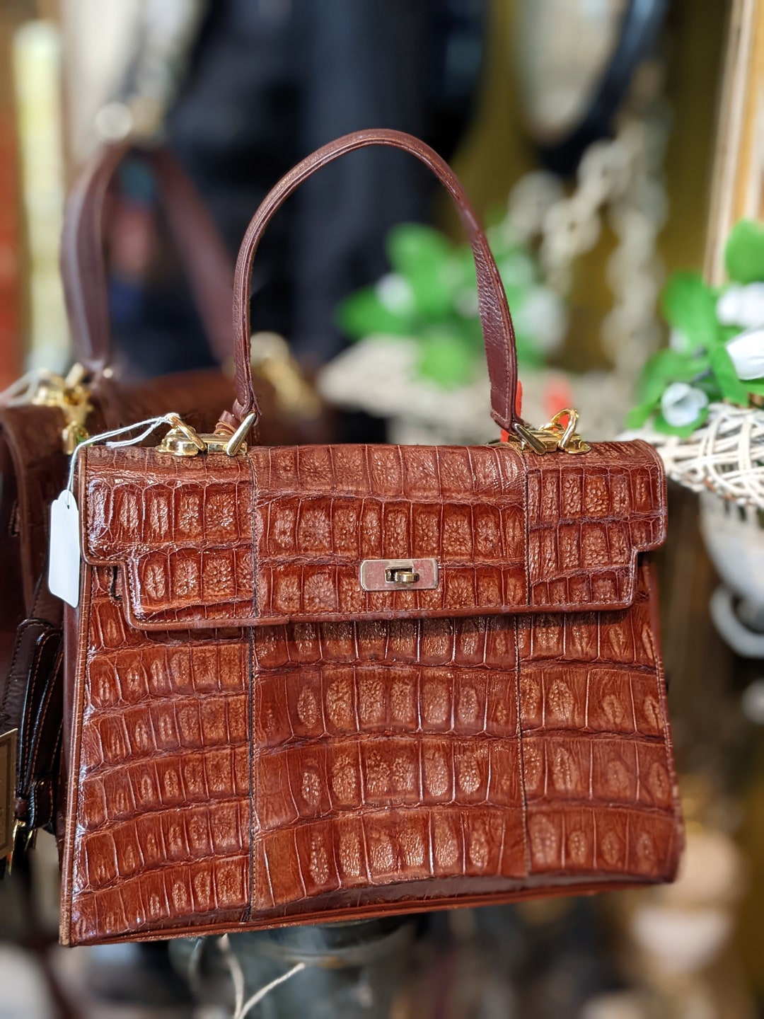 Bol Perdix Vintage Bag Embossed Leather Brown // Handbag Shoulder Bag ...