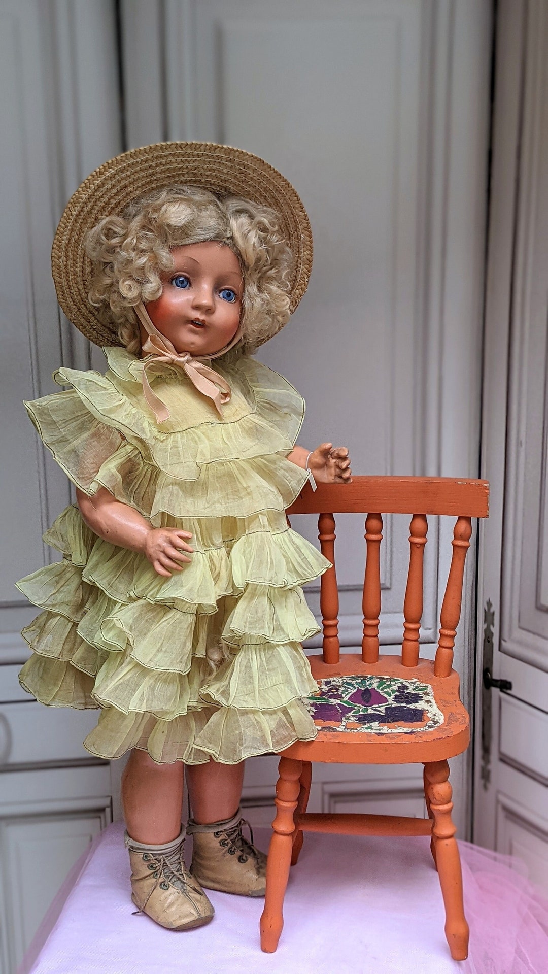 Antique Spanish Doll Walker With Yellow Outfit - Etsy