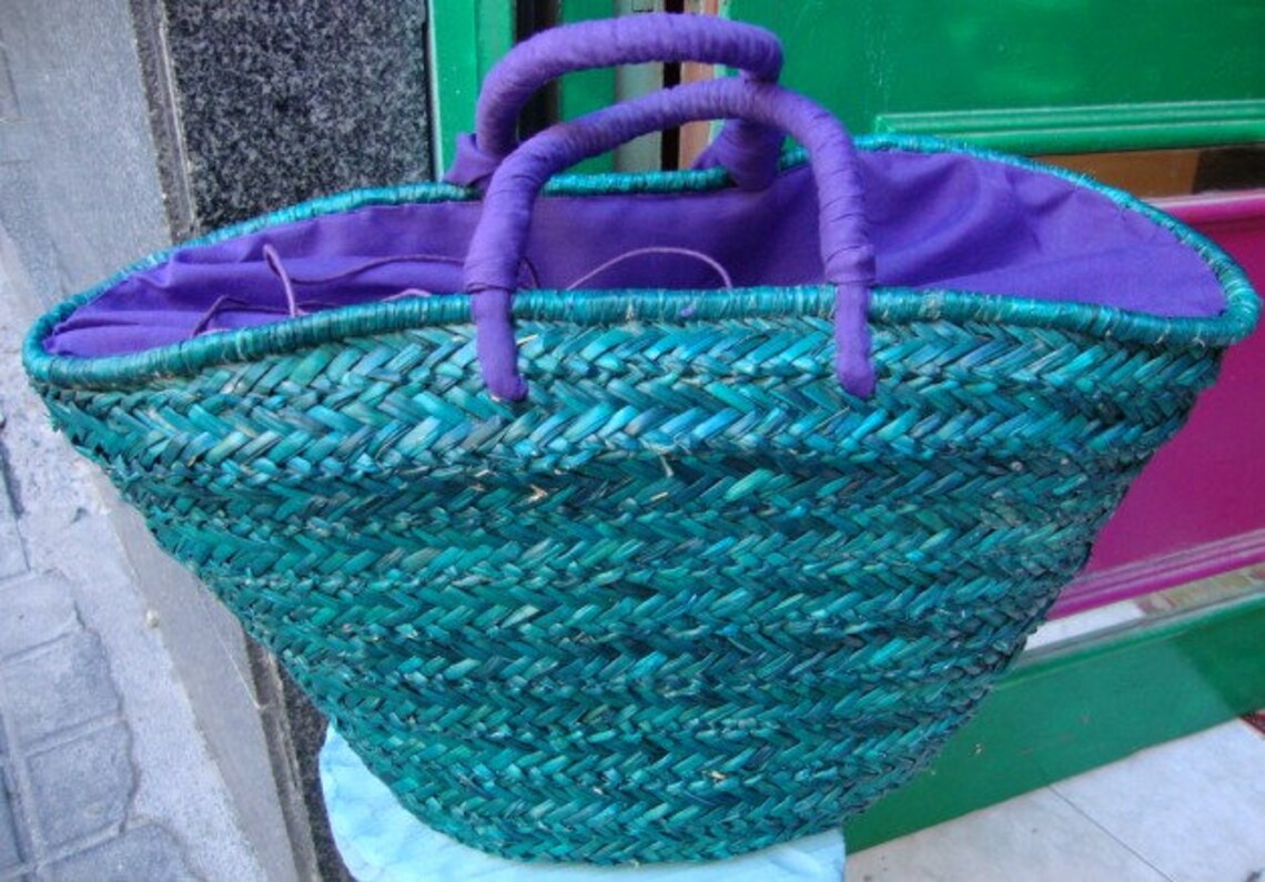 Large Handwoven Straw Bag Colorful /straw Beach Tote/ Green - Etsy