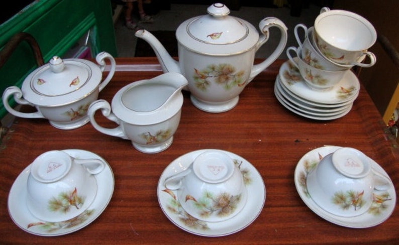 Exquisite Vintage 18 Piece Tea Set Porcelain K.C Made in Japan/ Tea Set ...