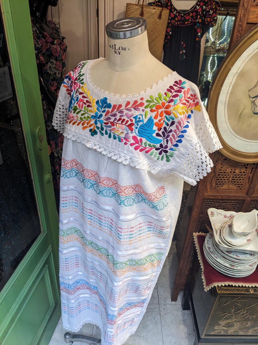 Vintage Mexican Huipil- Dress-traditional Women Boho Hand Made Dress ...