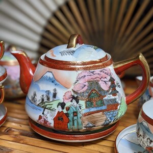 Antique Japanese Eggshell Porcelain kutani Tea Set for 4 // Hand ...