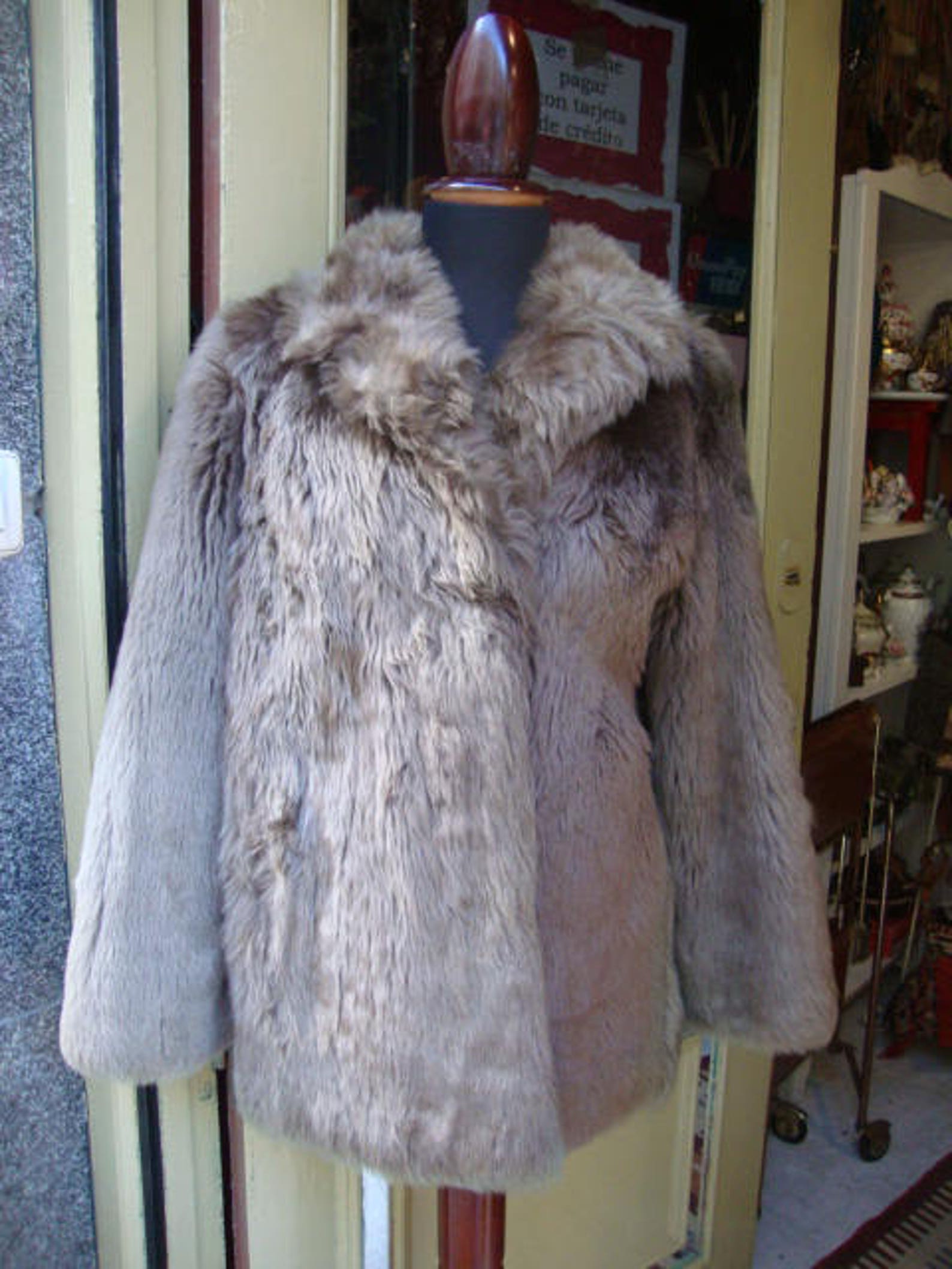 Vintage Mouton Fur Coat / Gray Brown Fur COAT / Lamb Fur / - Etsy
