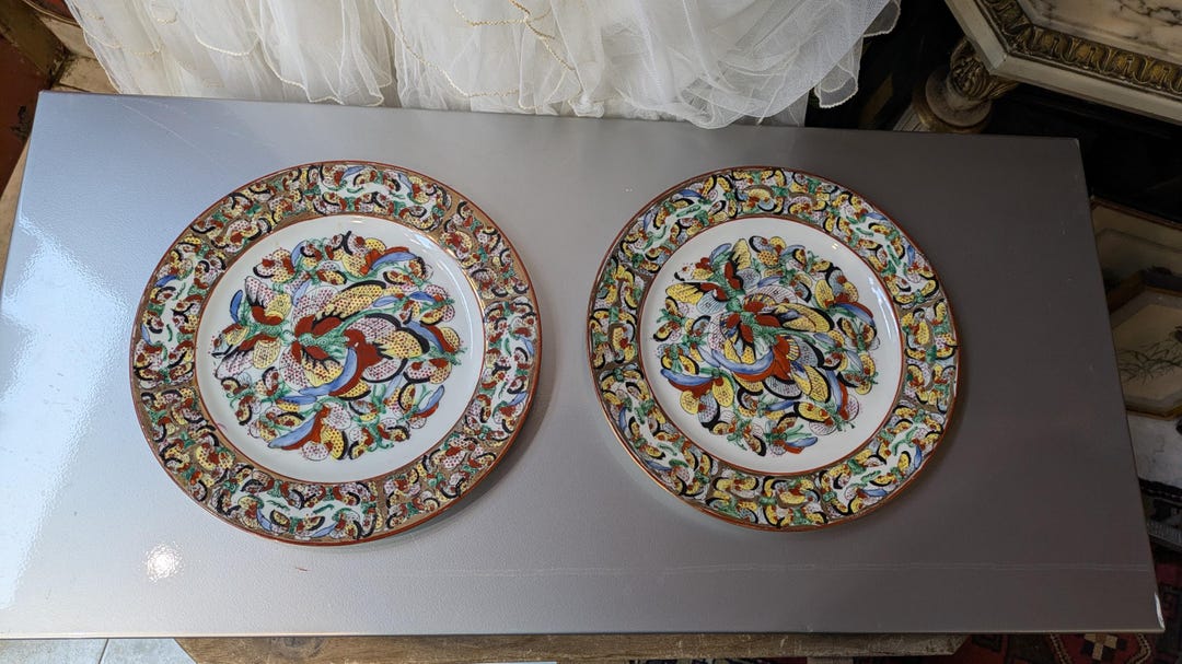 Vintage Pair of Chinese Thousand Butterflies Multicolor Plate Early ...