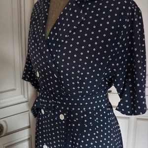 Vintage RODIER 60s Printed Summer Dark Blue Dress - Etsy