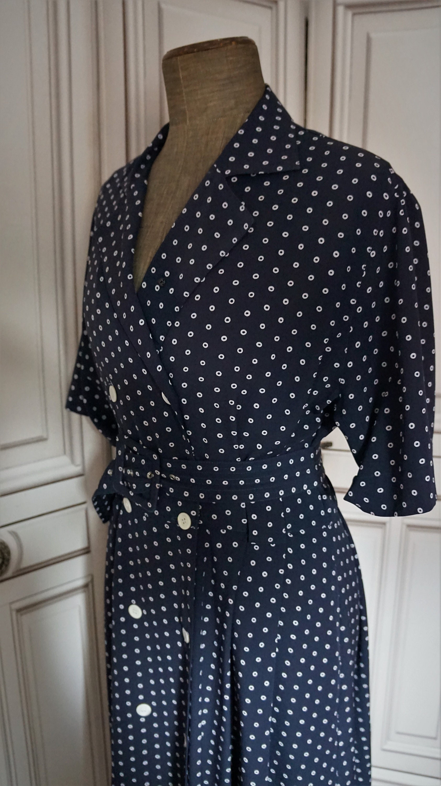 Vintage RODIER 60s Printed Summer Dark Blue Dress - Etsy