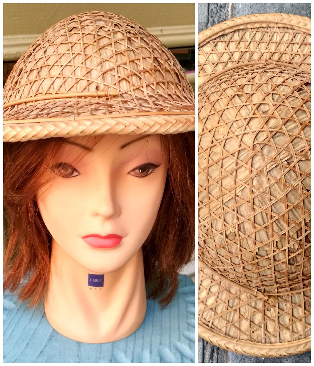 Antique Asian Hat / Chinese Hat. Woven Bamboo Hat. Colonial Hat ...