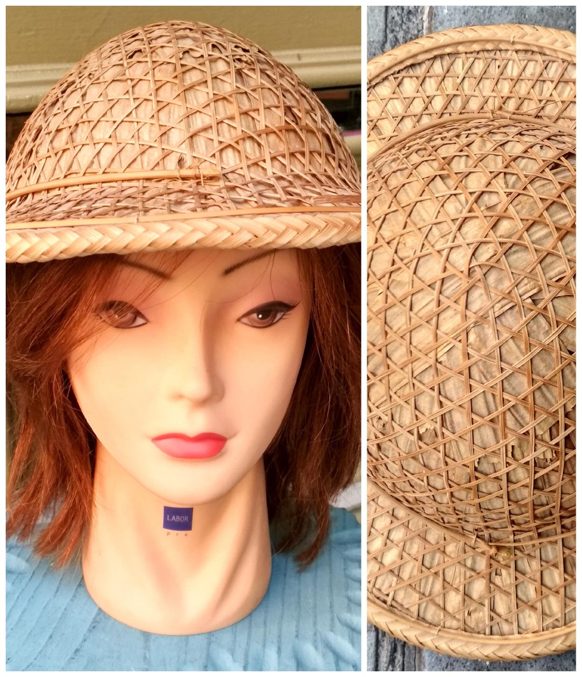 Antique Asian Hat / Chinese Hat. Woven Bamboo Hat. Colonial Hat ...