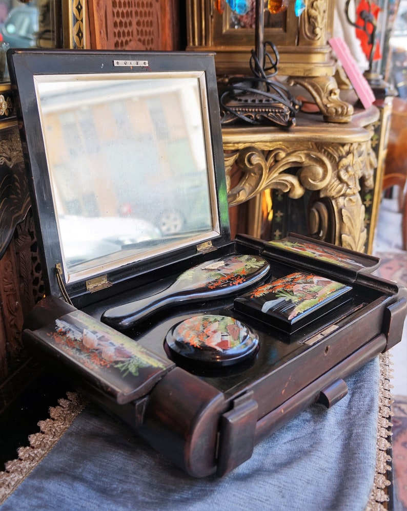 Vintage Chinese Vanity Jewellery Box With Mirror/decorative - Etsy
