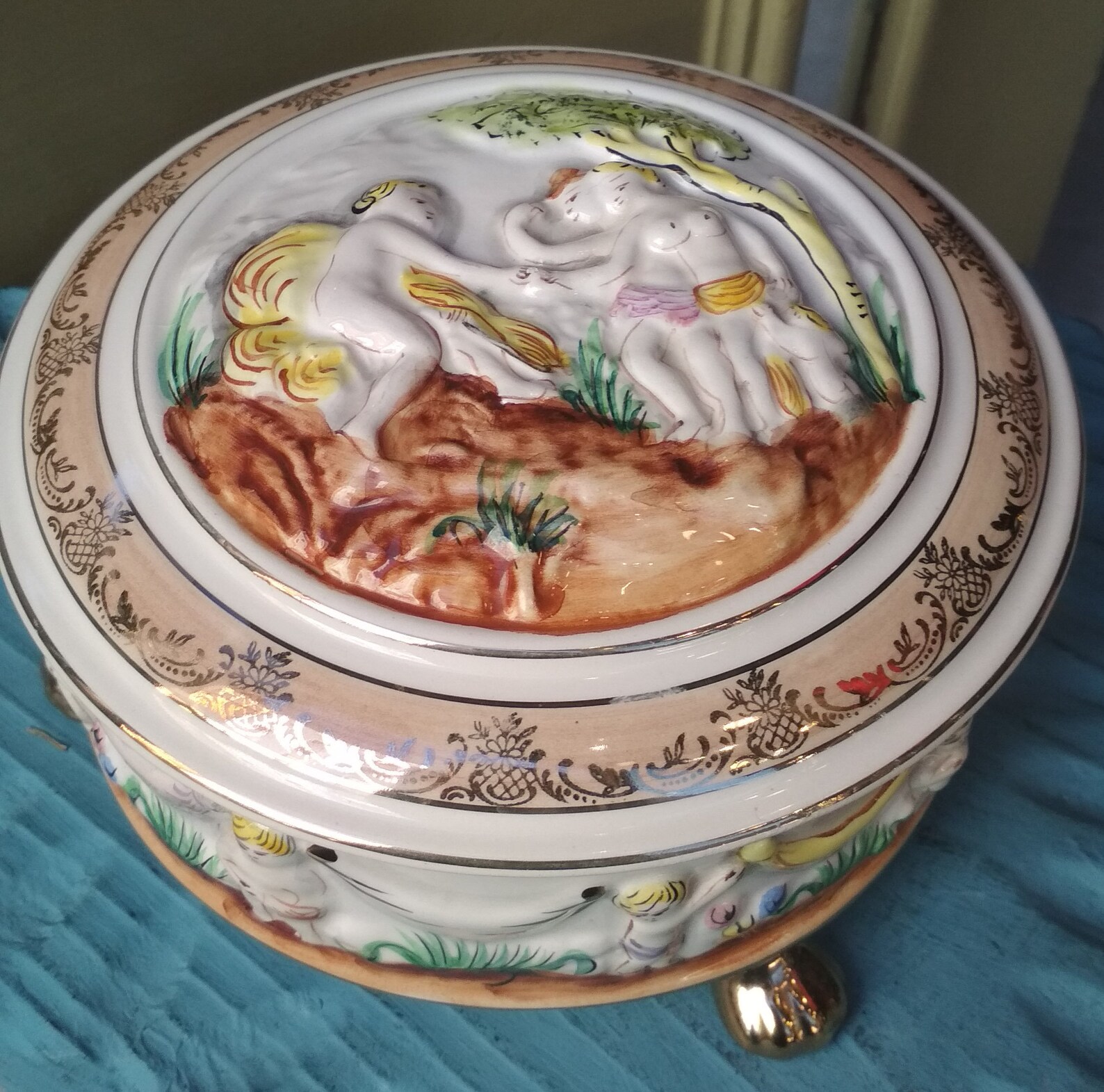 Vintage Porcelain Box Alcobaca Made in Portugal Hand Painted - Etsy