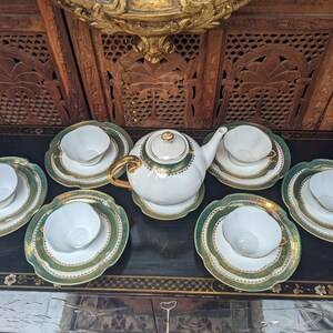 Vintage Tea Coffee Set Porcelain Vintage Castro Gold Green // Vintage ...