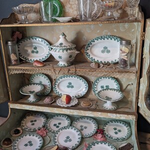 French Cabinet París Doll Size Dinner Service in Cabinet Brocade // 19 ...