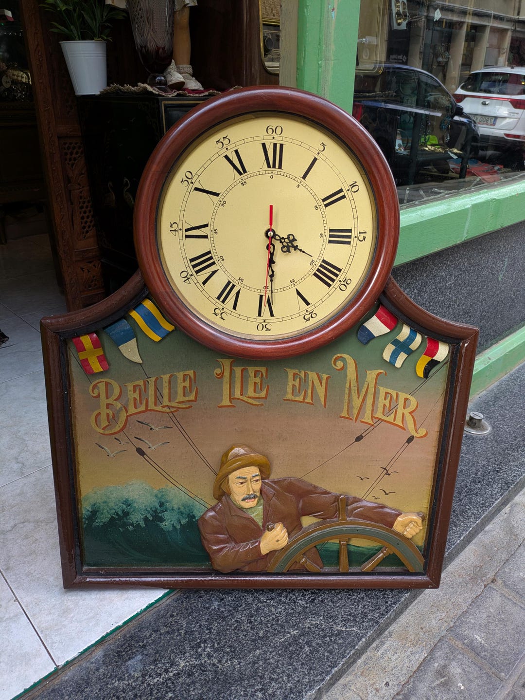 Vintage Wood Relief Carving, Clock Sea, Country Corner Relief Carving ...