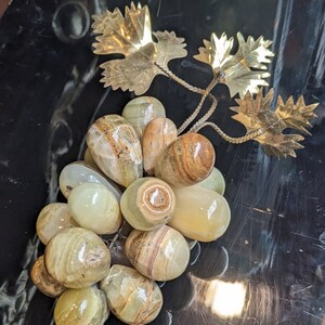 Semiprecious Grape Cluster Onyx With Brass Leaves // Bunch Grape Decorative Vintage - Etsy
