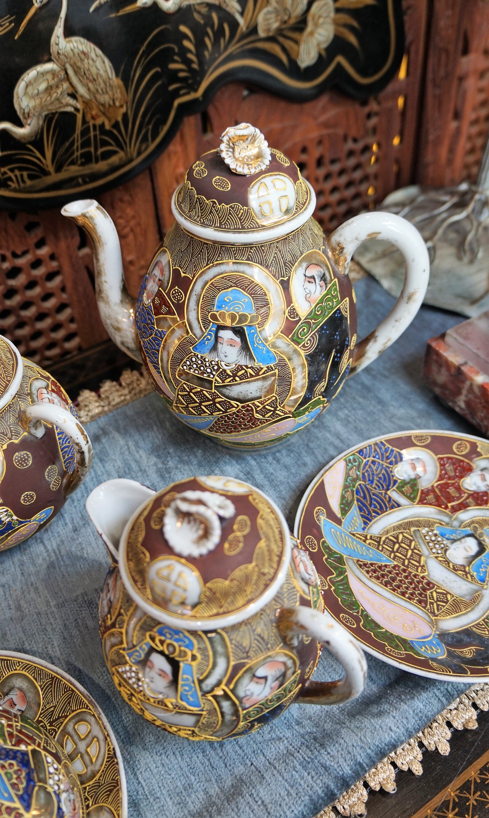 Vintage Satsuma Tea Set Porcelain // Satsuma Moriage Tea Set / - Etsy