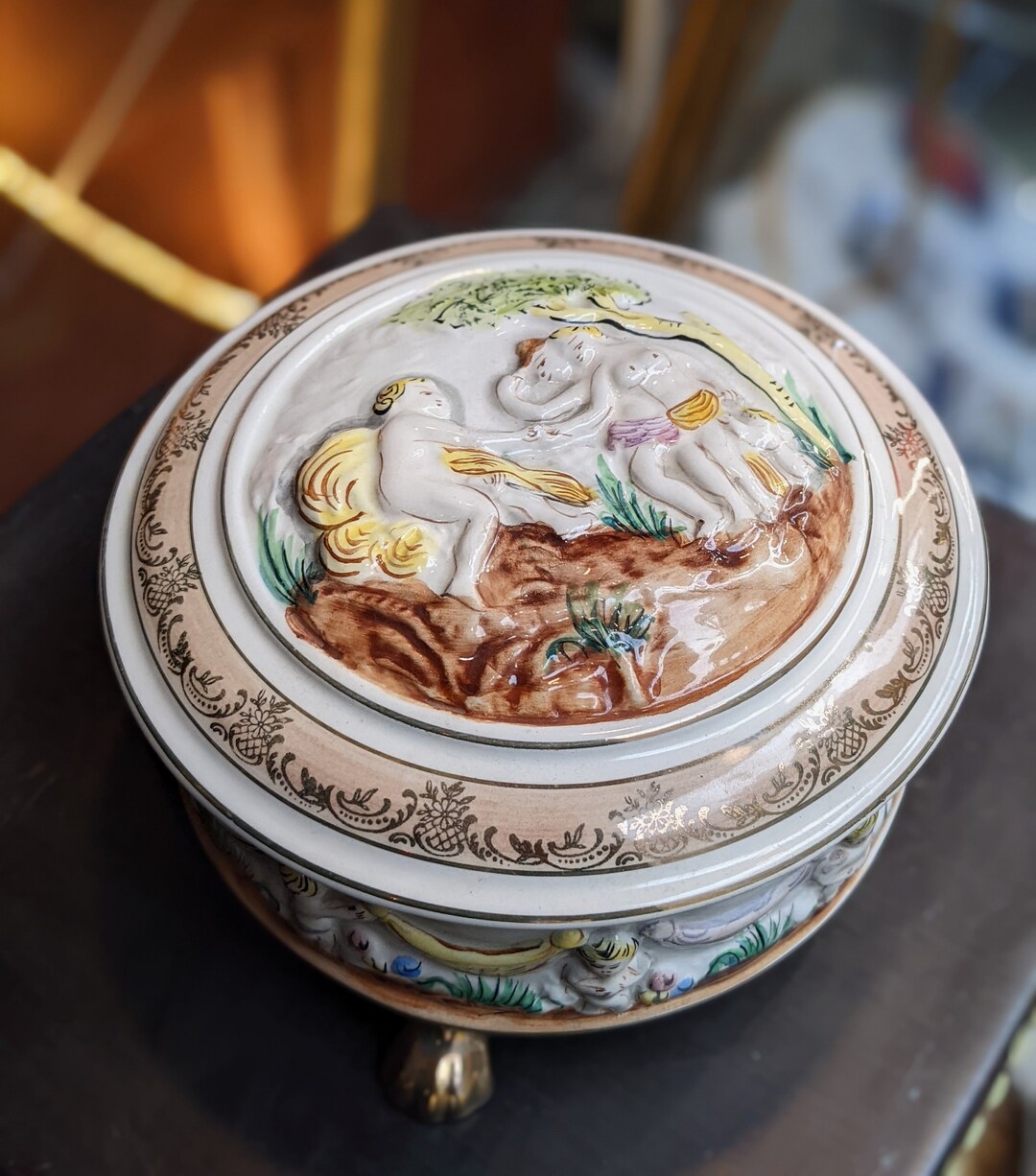 Vintage Porcelain Box Alcobaca Made in Portugal Hand Painted Lidded ...