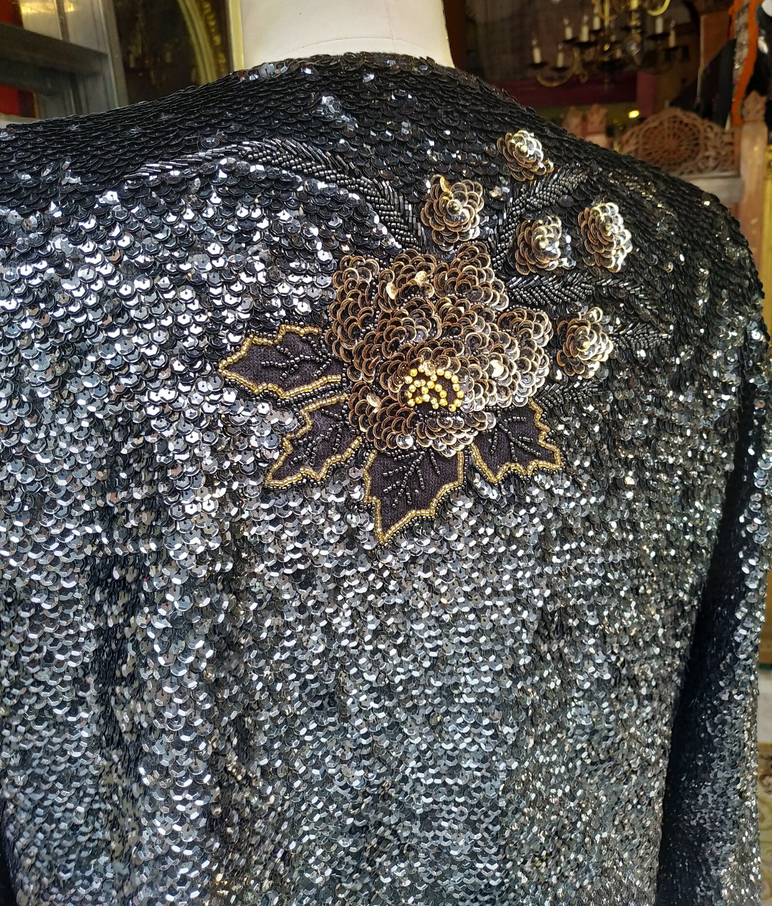 Vintage sequin jacket / Retro Jacket / Flowers embroidery | Etsy