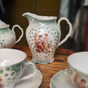 Victoria Czechoslovakia Vintage Tea Set Porcelain With Scenes // 12 ...