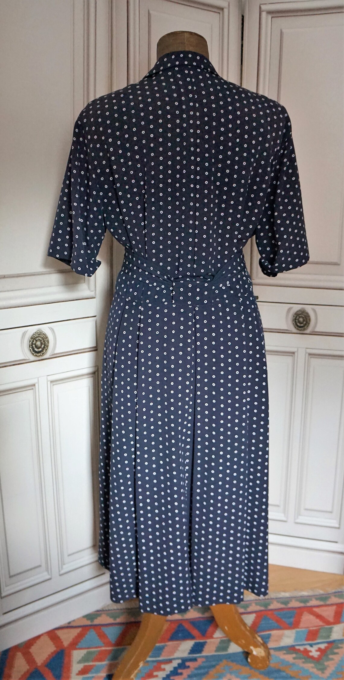 Vintage RODIER 60s Printed Summer Dark Blue Dress - Etsy