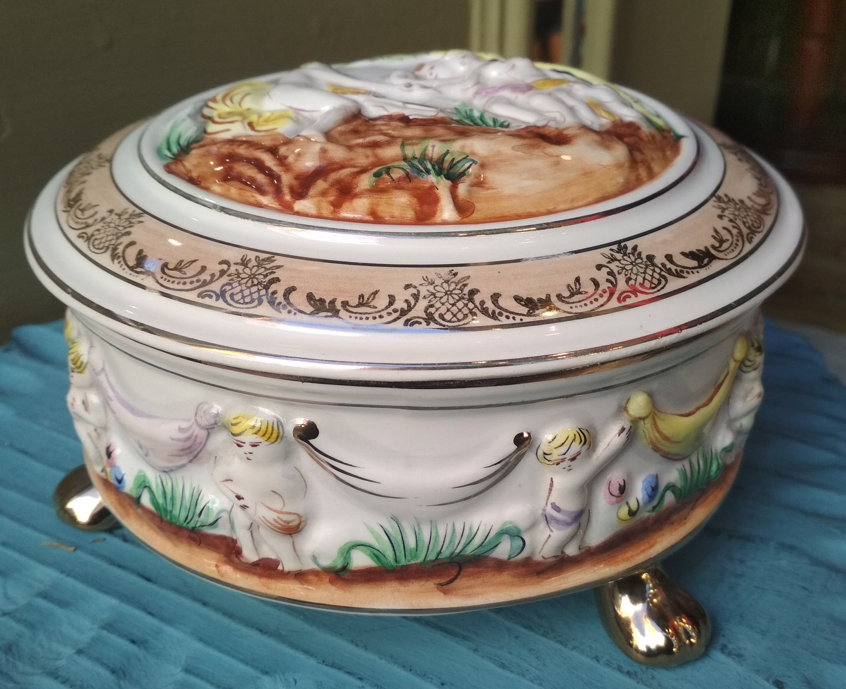 Vintage Porcelain Box Alcobaca Made in Portugal Hand Painted | Etsy