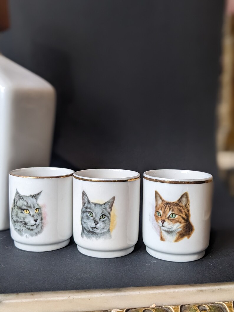 Vintage Decanter Cats With Cups Porcelain 70s // Made in Spain - Etsy